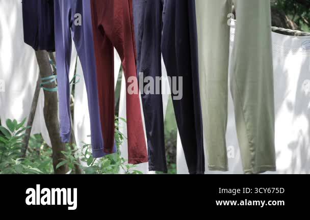 Colorful Clothes Aerial View - Laundry Line Stock Video Footage - Alamy