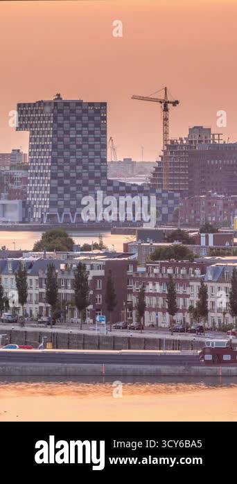 Panoramic aerial timelapse of Katendrecht peninsula and Maashaven ...
