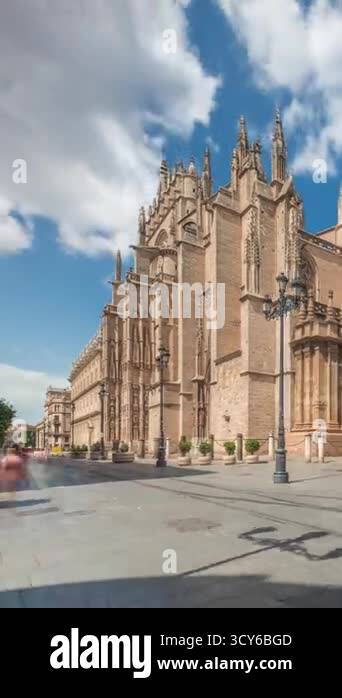 The Seville Cathedral and Giralda Tower timelapse hyperlapse in Seville ...