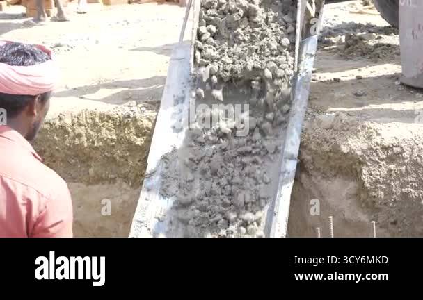Cement Mixing in Progress - Construction Worker at Work Stock Video ...