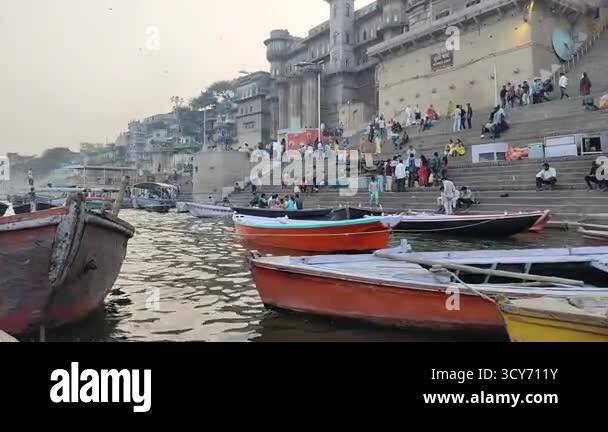 Varanasi, India - March 23 2025 - World famous various Ganga Ghats view ...