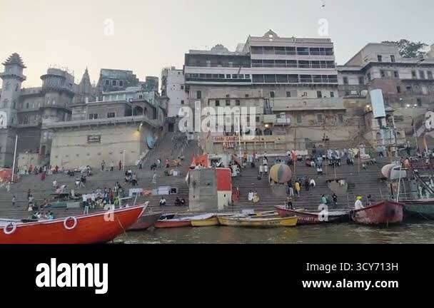 Varanasi, India - March 23 2025 - World famous various Ganga Ghats view ...