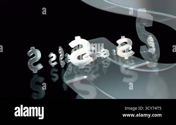 Dollar US money USD symbol glass abstract concept looped and seamless ...