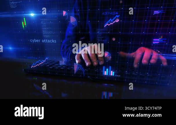 Cyber attacks and digital security breach charts and graphs diagram ...