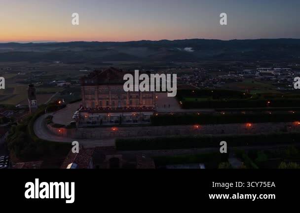 Castello di Guarene, Italia, Panorama, Birds eye view Stock Video ...