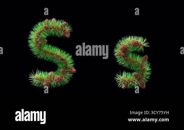 3D animation of uppercase and lowercase letter S crafted from pine ...