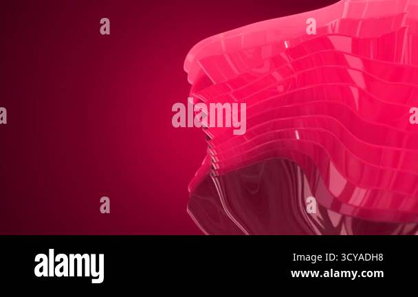 Translucent pink swirls and ribbons stacked in fluid, wave-like tiers ...