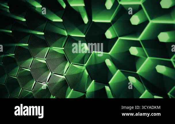Green honeycomb pattern with 3D depth. Each hexagon appears slightly ...