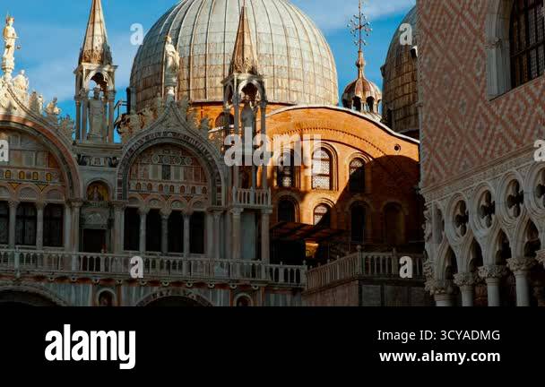 VENICE, Italy, 8 NOVEMBER 2024 - Close-up view of Basilica di San Marco ...