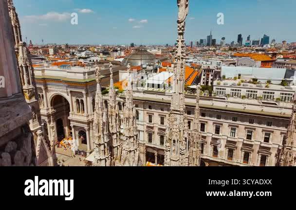 Iconic Galleria Vittorio Emanuele II glass dome and distant Milan ...