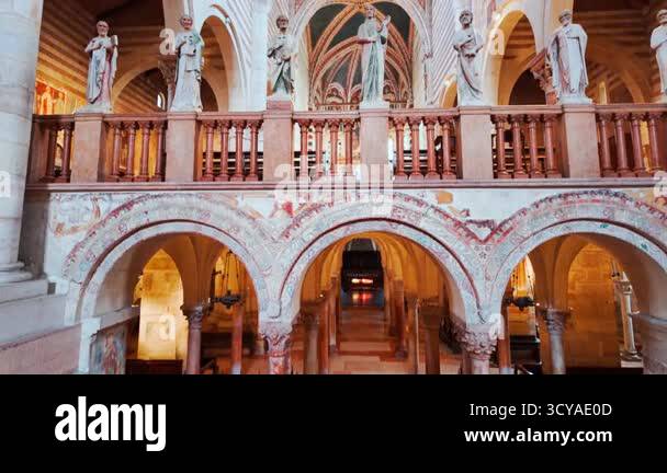 VERONA, Italy, 12 JULY 2024 - Stunning interior view of Basilica di San Zeno Maggiore in Verona ...