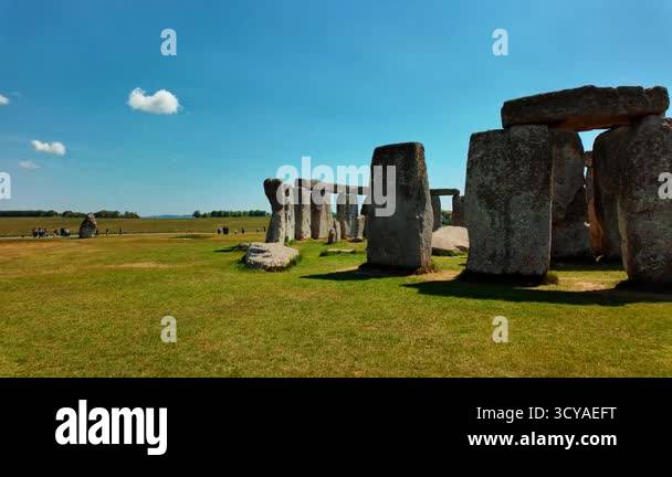 Prehistoric stone pillars and lintels form an iconic monument set on ...