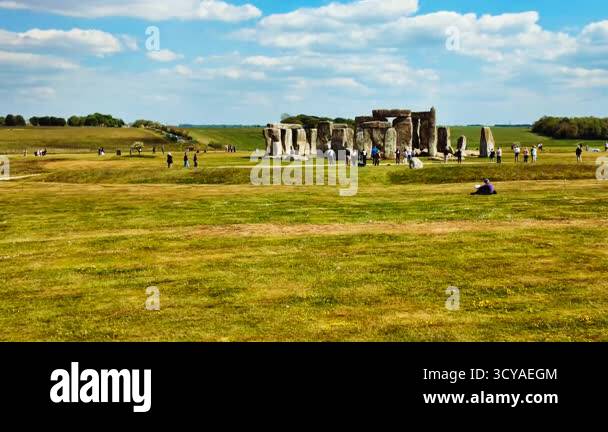 SALISBURY, United Kingdom, 12 MAY 2025 - Prehistoric stone pillars and ...