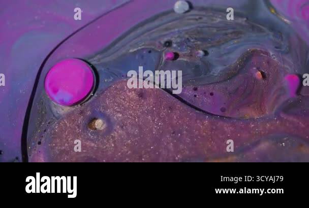 Oil paint. Shimmer bubbles. Defocused pink purple orange colorful ...