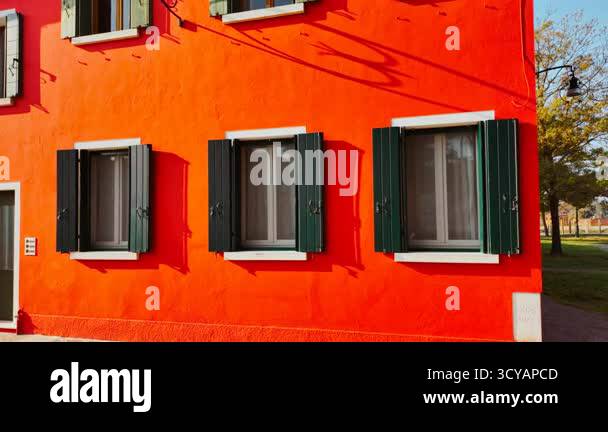 Revealing a colorful building in the island of Burano, Venice, Italy ...