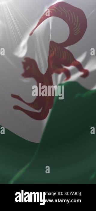 Flag of Ufa, capital of the Republic of Bashkortostan, Russia. Loop. 4K ...