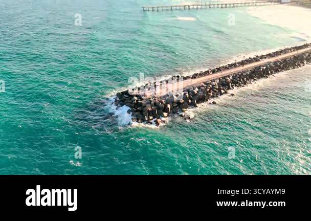 Aerial view of seaway during sunrise or sunset Stock Video Footage - Alamy