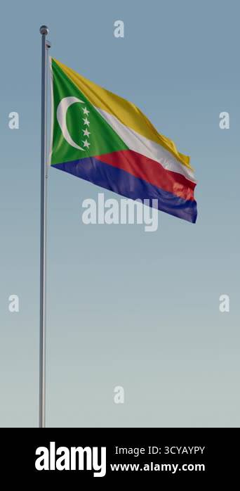 Comoros Moroni Flag Seamless Loop Cinematic Realistic Waving Blue Sky ...