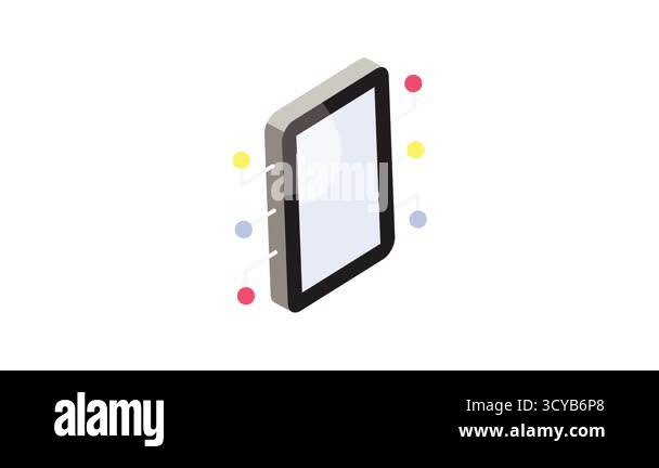 Cogwheel inside mobile with network nodes, concept isometric icon video ...