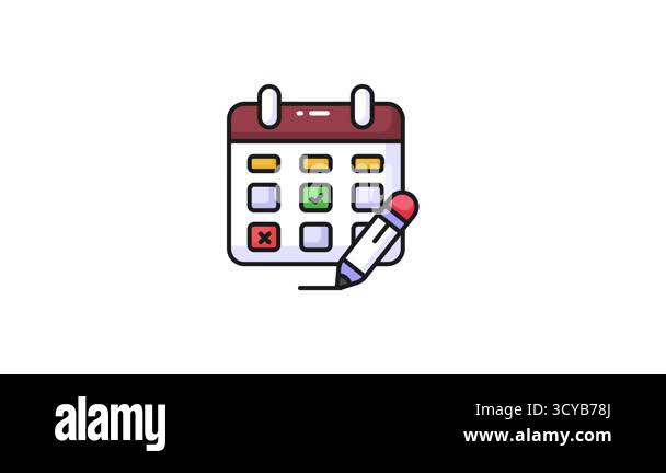 Check mark on calendar with pencil, depicting schedule planner vector ...