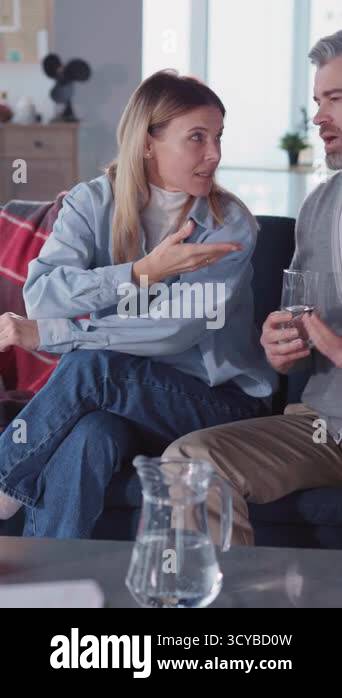 Married caucasian couple of arguing man and woman complaining ...