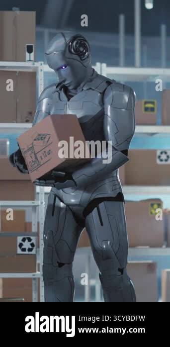 Cybernetic funny robot dancing at work, enjoying modern job at services ...