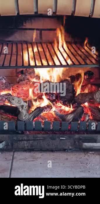 Vine burning in a barbecue Stock Video Footage - Alamy