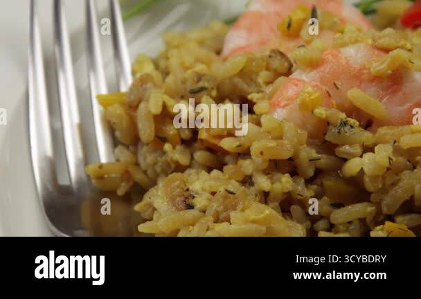 Spicy Shrimp Fried Rice Close-Up Stock Video Footage - Alamy