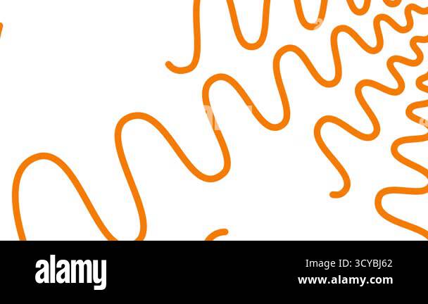 Animated orange decorative wavy lines is drawn. Linear background ...