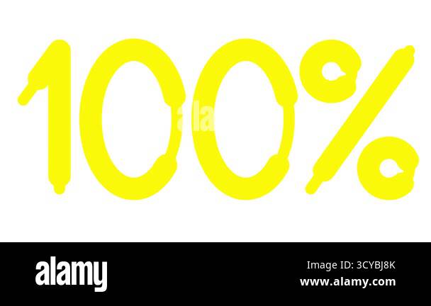Animated yellow symbol of 100%. Hundred percent icon. Looped video ...
