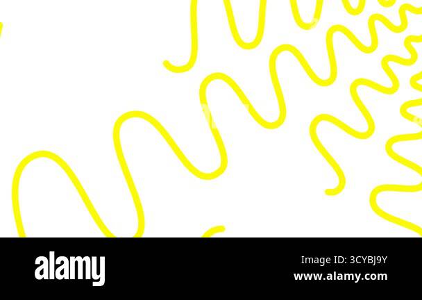 Animated yellow decorative wavy lines is drawn. Linear background ...