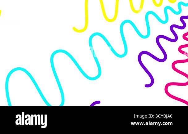 Animated colorful decorative wavy lines is drawn. Linear multicolor ...