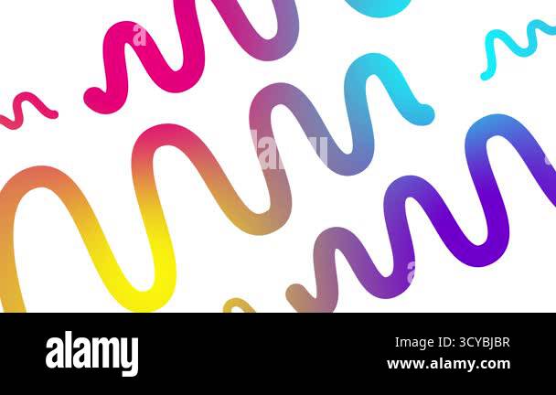 Animated colorful decorative wavy lines is drawn. Linear multicolor ...