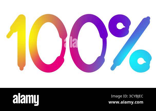 Animated colorful symbol of 100%. Hundred percent icon. Looped video ...