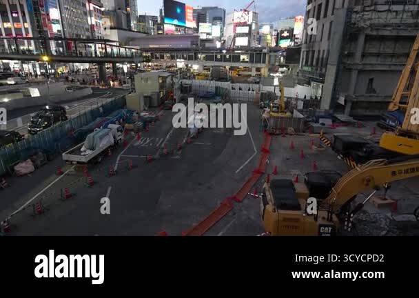 Tokyo Shibuya Redevelopment night view 2024 Stock Video Footage - Alamy