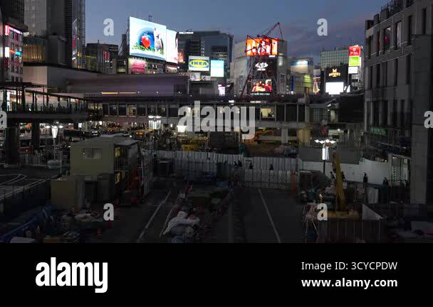 Tokyo Shibuya Redevelopment night view 2024 Stock Video Footage - Alamy