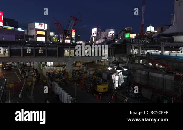 Tokyo Shibuya Redevelopment night view 2024 Stock Video Footage - Alamy