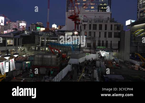 Tokyo Shibuya Redevelopment night view 2024 Stock Video Footage - Alamy