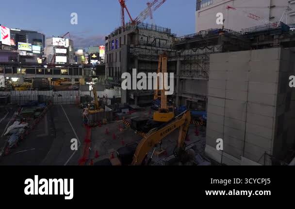 Tokyo Shibuya Redevelopment night view 2024 Stock Video Footage - Alamy