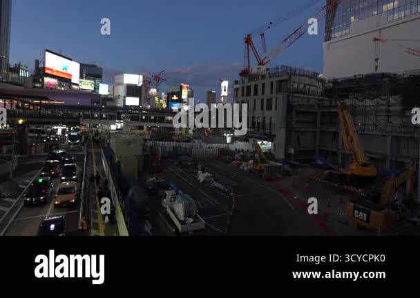 Tokyo Shibuya Redevelopment night view 2024 Stock Video Footage - Alamy