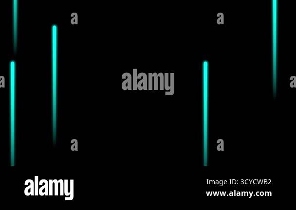 glowing turquoise neon laser lines on abstract black background ...