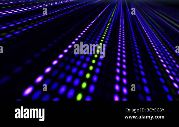 A vibrant animated LED panel where bright multi-colored stripes create ...