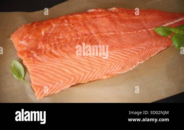 Salmon fillet raw red fish seafood dish natural tasty snack fresh ...