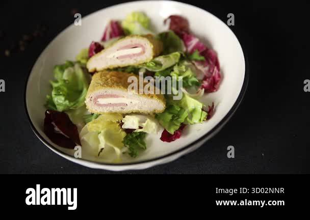 Cordon bleu cutlet meat dish French cuisine vegetable dish natural ...