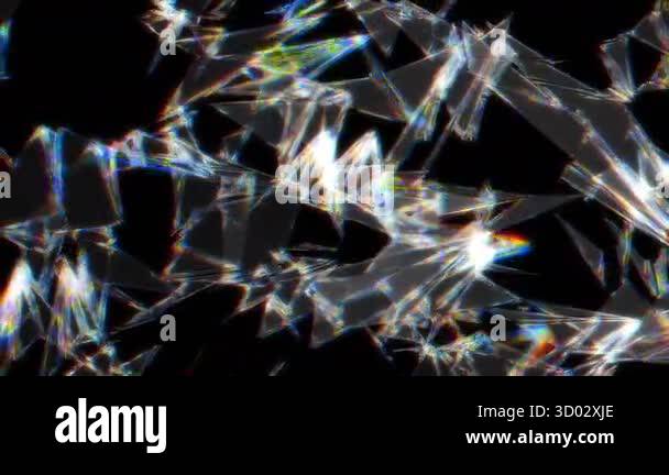 Sharp crystalline shards with rainbow prism edges scattered across a ...