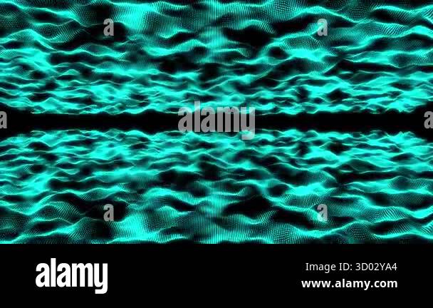 Glowing turquoise waves of particles flowing in dynamic motion ...