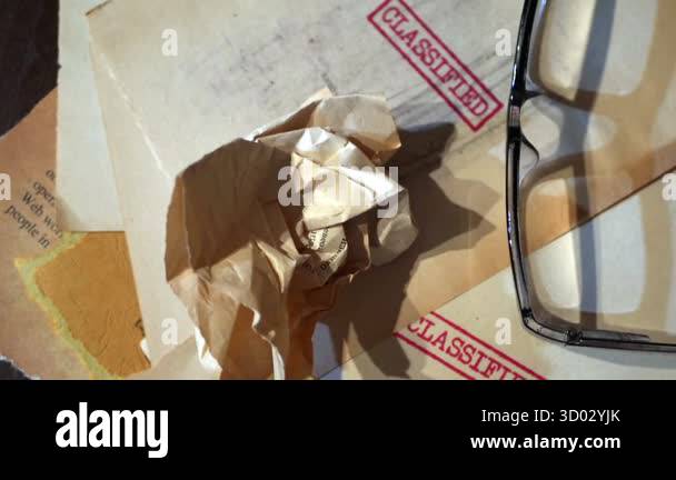 An old sensitive documents and secret information with the stamp ...