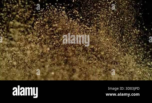 Super Slow Motion of Flying Dirt Soil in the Air. Filmed on High Speed ...