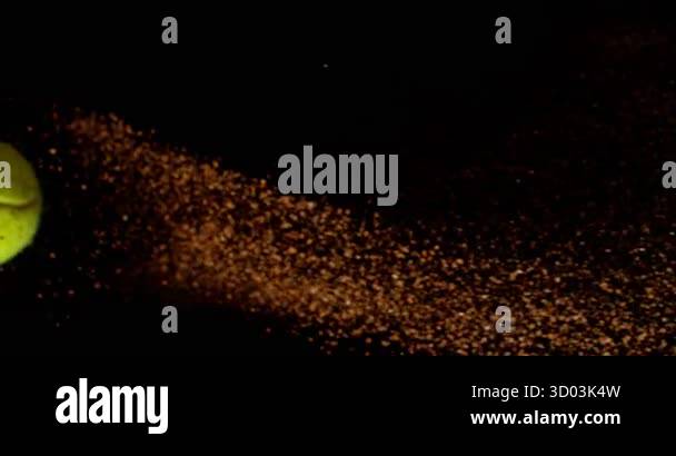 Super Slow Motion Tennis Ball in Flight with Clay Dust Explosion ...