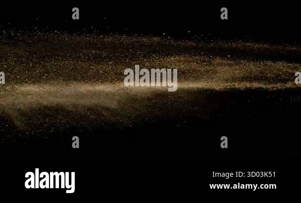 Super Slow Motion of Falling Brown powder, Dirt Soil in the Air. Filmed ...